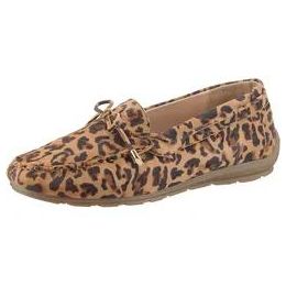 Mokassin Ara "ALABAMA", Damen, Gr. 4 (37), braun (leo), Veloursleder, Schuhe Mokassin, Loafer, Mokassin, Flats in Bequemweite G (= weit)