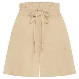 Shorts BOSS ORANGE "Tacolina Premium Damenmode", Damen, Gr. 34, N-Gr, open beige 287, Web, Obermaterial: 80% Viskose, 20% Leinen, unifarben, kurz, Hosen Shorts, High Waist mit doppeltem Bindeband, Paperbag-Look