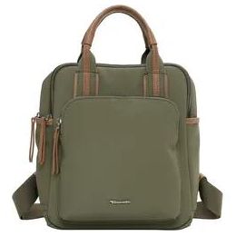 Rucksack Tamaris "Rucksack TAS Kirsten", Damen, Gr. B/H/T: 23cm x 27cm x 9cm, gr&uuml;n (khaki 910), Obermaterial: 60% Polyurethan PU. 40% Polyester PES., Rucks&auml;cke Rucksack