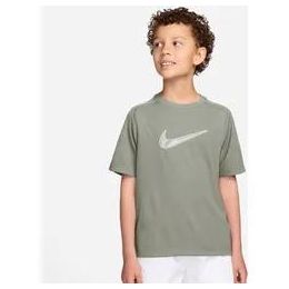 T-Shirt Nike "B NK DF MULTI SS TOP HBR", M&auml;dchen, Gr. L (152/158), spruce fog, w, Jersey, Obermaterial: 100% Polyester, normal, Rundhals, Shirts T-Shirt, f&uuml;r Kinder, sportlicher Stil, Kurzarm, Rundhalsausschnitt