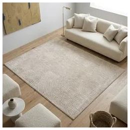 Teppich Sehrazat "Moda 1100, auch als L&auml;ufer", beige, B:100cm H:11mm L:200cm, Polyester, Polypropylen, Teppiche, Teppich, Kurzflor, grafisches Hoch Tief Muster, Wohnzimmer