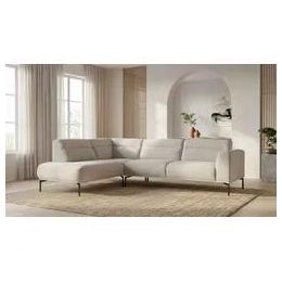 Ecksofa OTTO HOME "Nennor, weiches Chenille", latte, B:278cm H:78cm T:213cm, 100% polyester, Sofas, Ecksofa, Breite 278 cm, Wellenunterfederung, schwarze Metallf&uuml;&szlig;e