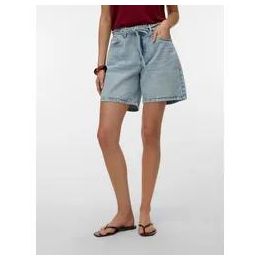 V&eacute;ro Moda Shorts VERO MODA "VMWIEN MR BELT SHORTS MIX GA NOOS", Damen, Gr. S, N-Gr, light blau denim, Denim/Jeans, Obermaterial: 80% Baumwolle, 20% Polyester, unifarben, relaxed fit kurz, Hosen Shorts, Baumwollmischung, relaxed fit