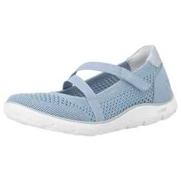 Riemchenballerina Remonte, Damen, Gr. 41, hellblau, Lederimitat, Textil, Basic, Schuhe Riemchenballerina, Klettschuh, Slipper mit Lite ́n Soft-Ausstattung