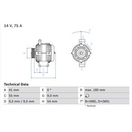 Bosch Generator 0986048781 f&uuml;r Opel Vaughall LANCIA Fiat