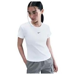 T-Shirt Nike SPORTSWEAR "Nike Sportswear Women's Tight Ribbed Short-Sleeve T-Shirt", Damen, Gr. S, wei&szlig;, Feinripp, Obermaterial: 94% Baumwolle, 6% Elasthan, unifarben, figurumspielend h&uuml;ftlang, Rundhals, Shirts T-Shirt, figurumspielende Passform, Kurzarm, h&uuml;ftlange Schnittform