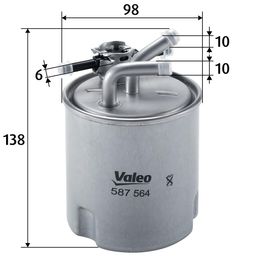 Valeo Kraftstofffilter 587564 Leitungsfilter 138mm Gewindema&szlig;M10x1.5 f&uuml;r NISSAN