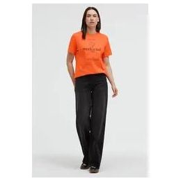 Rundhalsshirt SENSES.THE LABEL, Damen, Gr. 3XL, iconic orange, Single Jersey, Material: 100% Baumwolle, bedruckt, loose fit normal, Rundhals, eingesetzt gerader Abschluss, Shirts Rundhalsshirt, aus Baumwolle