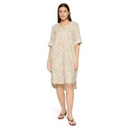 Sommerkleid Cartoon "Damen mit Muster", Damen, Gr. 40, Normalgr&ouml;&szlig;en, nature, cream, Obermaterial: 55% Leinen, 45% Viskose, l&auml;ssig geschnitten lang, V-Ausschnitt, Kleider Sommerkleid