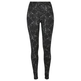 Leggings Urban Classics "Urban Classics Damen Ladies Soft AOP Leggings", Damen, Gr. L, US-Gr&ouml;&szlig;en, schwarzmarble, 85% Polyester, 15% Elasthan, skinny fit, Hosen Leggings