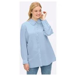 R&uuml;schenbluse sheego, Damen, Gr. 54, hellblau, 100% Viskose, unifarben, Blusen