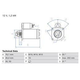 Bosch Starter 0986027280 f&uuml;r Ford Volvo