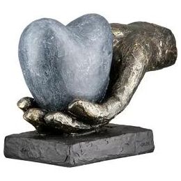 Skulptur Gilde "Skulptur Heart in your Hand", bronzefarben, B:18cm H:12cm T:10cm, Kunstharz, Dekofiguren