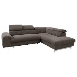 Ecksofa COTTA "Chef L-Form", espresso, B:262cm H:72cm T:206cm, Chenille (90% Polyester, 10% Polyamid);Struktur (100% Polyester), Sofas, Ecksofa, mit Kopfteilverstellung, wahlweise mit Bettfunktion & Bettkasten