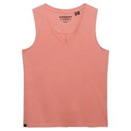 Tanktop Superdry "STUDIOS VEE NECK VEST", Damen, Gr. S, peach amber pink, Jersey, Obermaterial: 60% Baumwolle, 40% Lyocell, unifarben, regular fit normal, V-Ausschnitt, Tops Tanktop