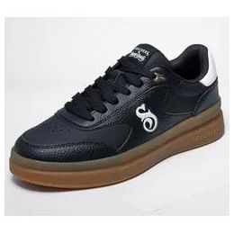 Sneaker Skechers "COURTSIDE-CALI DUDEZ", Herren, Gr. 49,5, schwarz, wei&szlig;, Lederimitat, kontrastfarbene Details, Schuhe Sneaker, Snoop Dogg Schn&uuml;rschuh mit Kontrastbes&auml;tzen