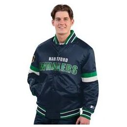 starters Bomberjacke STARTER "Starter Jacke Hartford Whalers DivePlay Satin Varsity", Herren, Gr. XL, blau, Popeline;Jersey, 100% Polyester, Jacken Bomberjacke