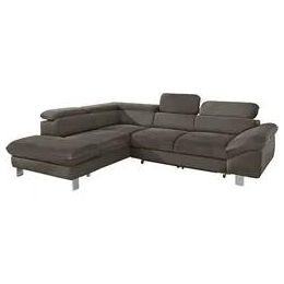 Ecksofa COTTA "Driver L-Form", espresso, B:266cm H:73cm T:214cm, Struktur (100% Polyester);Chenille (90% Polyester, 10% Polyamid), Sofas, Ecksofa, mit Kopfteilverstellung, wahlweise mit Bettfunktion & Bettkasten