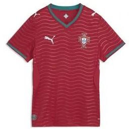 Trainingsshirt Puma "Portugal 2026 Heimtrikot Damen", Damen, Gr. S, rot (club rot gr&uuml;n lagoon), Obermaterial: 100% Polyester. Rippe: 97% Polyester, 3% Elasthan. Einsatz: 100% Polyester, clean, regular fit, Rundhals, Shirts