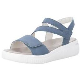 Plateausandale Remonte, Damen, Gr. 44, jeansblau, Leder, unifarben, Schuhe, Sommerschuh, Sandalette mit Lite ́n Soft-Ausstattung
