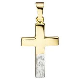 Kreuzanh&auml;nger Jobo "Anh&auml;nger Kreuzanh&auml;nger Kreuz Goldkreuz 20 mm", gelbgold 333, Schmuckanh&auml;nger, Herren, Gelbgold 333, 333 Gold bicolor diamantiert