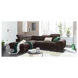 Ecksofa COTTA "Chef L-Form", espresso, B:262cm H:72cm T:206cm, Chenille (90% Polyester, 10% Polyamid);Struktur (100% Polyester), Sofas, Ecksofa, mit Kopfteilverstellung, wahlweise mit Bettfunktion & Bettkasten