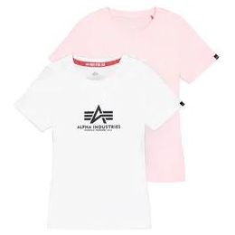 T-Shirt Alpha Industries "New Basic T-Shirt BL 2 Pack W", Damen, Gr. XS, wei&szlig;, pastel pink, Obermaterial: 100% Baumwolle, Shirts T-Shirt