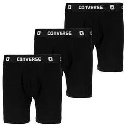Boxershorts Converse "MENS SOLID 3PK COTTON BB", Herren, Gr. M, 3 Stk., schwarz, Jersey, Obermaterial: 95% Baumwolle, 5% Elasthan, Unterhosen, 3er-Pack, mit elastischem Bund, aus Baumwolle und Elasthan