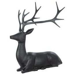 Skulptur Gilde "Figur Hirsch Ciervo liegend", schwarz, B:64cm H:83cm T:41cm, Aluminium, Dekofiguren