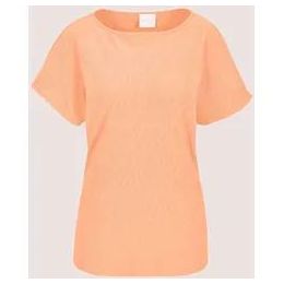 Madeleine Mode Kurzarmshirt MADELEINE "Shirt Elegantes Sommershirt mit U-Boot-Ausschnitt", Damen, Gr. 42, orange (pfirsich), Obermaterial: 100% Polyester PES., Modern, tailliert, U-Boot-Ausschnitt, Shirts, &Uuml;berschnittene Schultern