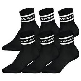 Kurzsocken HUDDLE "Socken HUDDLE 6pk Short Crew Socks Stripe 6er Pack", Herren, Gr. 35-38, schwarz, Obermaterial: 81% Polyester PES. 16% Baumwolle CO. 3% Elasthan EL., Socken