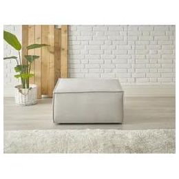 Hocker OTTO HOME "FINNLEY, Polsterhocker in Boucl&eacute;, Struktur fein u. Mega Cord verf&uuml;gbar", silber (silbergrau), B:80cm H:42cm T:80cm, Bezugstoff 100% PES ;Atmungsaktives Gewebe ;Easy Clean ;Gramatur 340g/qm +/- 5%, Hocker, Hocker, passend zum Loveseat der Serie Finnley