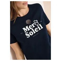 T-Shirt Cecil, Damen, Gr. M (40), universal blau, Jersey, Obermaterial: 100% Baumwolle, bedruckt, regular fit h&uuml;ftlang, Rundhals, abgesteppte Kante, Shirts T-Shirt, Sommershirt mit maritimem Wording-Print, Jerseyqualit&auml;t