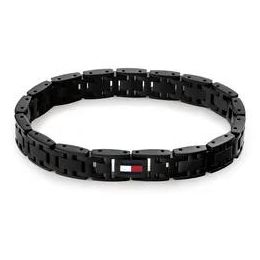 Gliederarmband Tommy Hilfiger "H-LINK", schwarz, rot, blau, wei&szlig;, Armb&auml;nder, Herren, 19cm, Edelstahl, Gliederarmband, Emaille