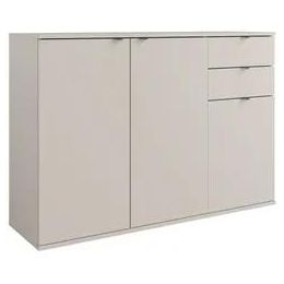 Kommode Home Affaire "THALIANA Sideboard mit 3 T&uuml;ren und 2 Schubladen, Breite 120 cm", cashmere beige, B:120cm H:83,5cm T:35cm, FSC-zertifizierter Holzwerkstoff, Spanplatte, Sideboards, Kommode, Schrank in 3 Farben erh&auml;ltlich, schwarze Metallgriffe, viel Stauraum