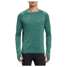 Laufshirt Energetics "HE.-LANGARMSHIRT AILO LS M", Herren, Gr. M, 918 melange, blau pet, Obermaterial: 88% Polyester, 12% Elasthan, Rundhals, Shirts Laufshirt, Langarm, elastisches Material, atmungsaktive Mesheins&auml;tze