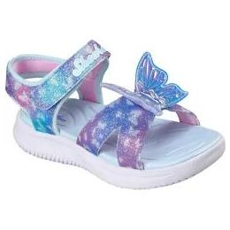 Sandale Skechers "JUMPSTERS SANDAL-BUTTERFLY BRITES", M&auml;dchen, Gr. 30, blau, rosa, Lederimitat, Glitzer, kontrastfarbene Details, Schuhe Sandale, Sommerschuh mit Schmetterling, Gr&ouml;&szlig;enschablone zum Download