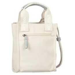 Shopper Tom Tailor DENIM "Azura", Damen, Gr. B/H/T: 20cm x 23cm x 10cm, beige, Baumwolle, bedruckt, clean, gepflegt, unifarben, Taschen Shopper, Damen Umh&auml;ngetasche, mit s&uuml;&szlig;em Softeis-H&ouml;rnchen Anh&auml;nger