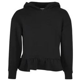 Kapuzensweatshirt Urban Classics "Urban Classics Damen Girls Organic Volants Hoody", M&auml;dchen, Gr. 122/128, schwarz, 100% Baumwolle, unifarben, Sweatshirts