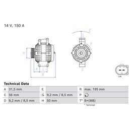 Bosch Generator 0986048970 f&uuml;r Mercedes