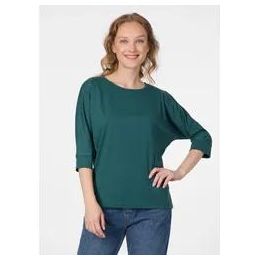 3/4-Arm-Shirt Ragwear "SHIMONA", Damen, Gr. M, ocean gr&uuml;n, Jersey, Obermaterial: 50% Baumwolle, 50% Polyester, unifarben, normal, Rundhals, Shirts 3/4-Arm-Shirt, Baumwollmix mit 3/4-&Auml;rmeln und softem Finish