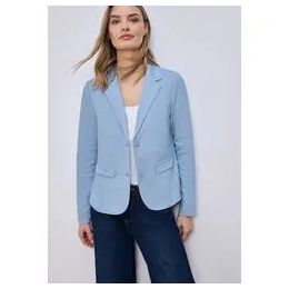 Jackenblazer Street One, Damen, Gr. 34, original blau, Web, Obermaterial: 71% Polyester, 26% Viskose, 3% Elasthan, unifarben, tailliert h&uuml;ftbedeckend, tiefer V-Ausschnitt, Blazer, mit Piqu&eacute;-Struktur