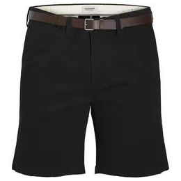 Jack & Jones PlusSize Chinoshorts "JPSTADAM BELTED CHINO SHORTS PLS", Herren, Gr. 44 (5XL), N-Gr, schwarz, Web, Obermaterial: 98% Baumwolle, 2% Elasthan, JACK & JONES PLUSSIZE, unifarben, regular fit, Hosen Chinoshorts