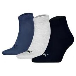 Kurzsocken Puma "Socken Quarter Plain 3P 3er Pack", Herren, Gr. 35-38, blau (blau, grau), Obermaterial: 68% Baumwolle CO. 18% Polyamid PA. 12% Polyester PES. 2% Elasthan EL., Socken