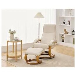 Relaxsessel Home Affaire "mit Hocker PARIS neu: Cord - OTTO. Verl&auml;ssliche Qualit&auml;t.", creme, B:67cm H:103cm T:85cm, 100% Polyester, Sessel, Relaxsessel, manuelle Relaxfunktion mit Drehfunktion, neu: Cord-Bezug