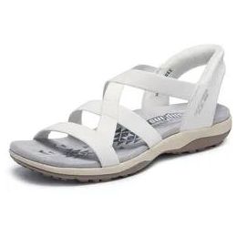 Sandale Skechers "REGGAE SLIM-STRETCH FLEX", Damen, Gr. 40, wei&szlig;, Lederimitat, Textil, Fischgratmuster, Schuhe Sandale, Flats, Trekking Sandale mit Slip-ins Funktion, Topseller