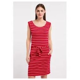 Minikleid Ragwear "TAGG STRIPES", Damen, Gr. M, N-Gr, rot, Jersey, Obermaterial: 50% Polyester, 50% Viskose, gestreift, kniefrei, Rundhals, Kleider Minikleid, Flie&szlig;ende Viskosemischung mit Streifen und Bindeband