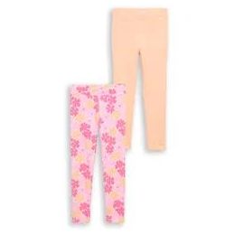 Leggings Tom Tailor, M&auml;dchen, Gr. 104, N-Gr, peach bloom, Web, Obermaterial: 95% Baumwolle, 5% Elasthan, bedruckt, regular fit normal, Hosen Leggings, im 2er Pack