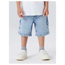 Jeansshorts name it "NMMBEN LOOSE DNM BERMUDA 8620-BC NOOS", M&auml;dchen, Gr. 104, N-Gr, light blau denim, Denim/Jeans, Obermaterial: 99% Baumwolle, 1% Elasthan, unifarben, knielang, Jeans Jeansshorts, Baumwollmischung, Denim, Used Look