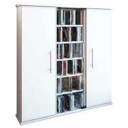 Media-Regal Vcm "Holz CD DVD Stand Regal Schrank Santo Glast&uuml;r", wei&szlig;, B:86cm T:18cm, Regale